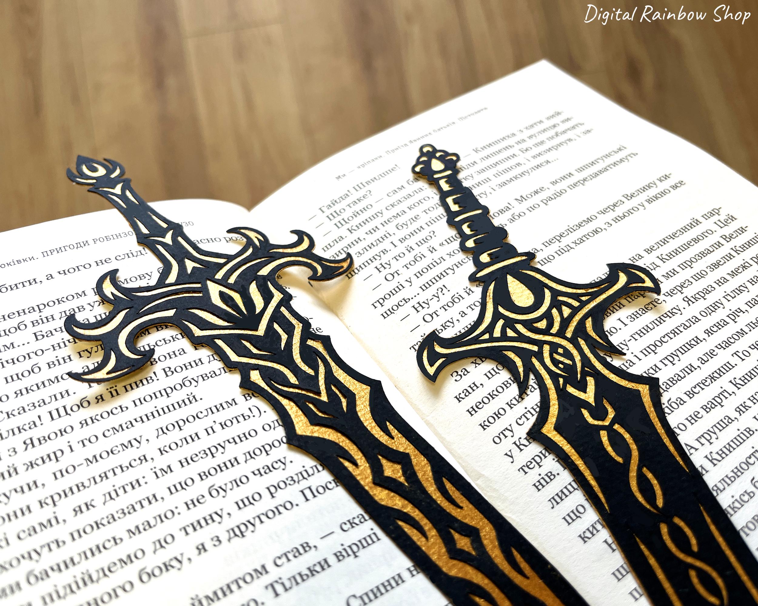 Sword Bookmark Svg Template, Fantasy Paper Bookmark for Book Lover ...