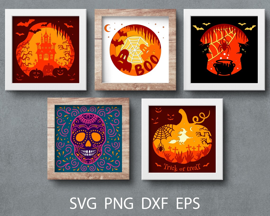 Halloween 3d Shadow Box Svg Bundle Papercut Svg Template for - Etsy