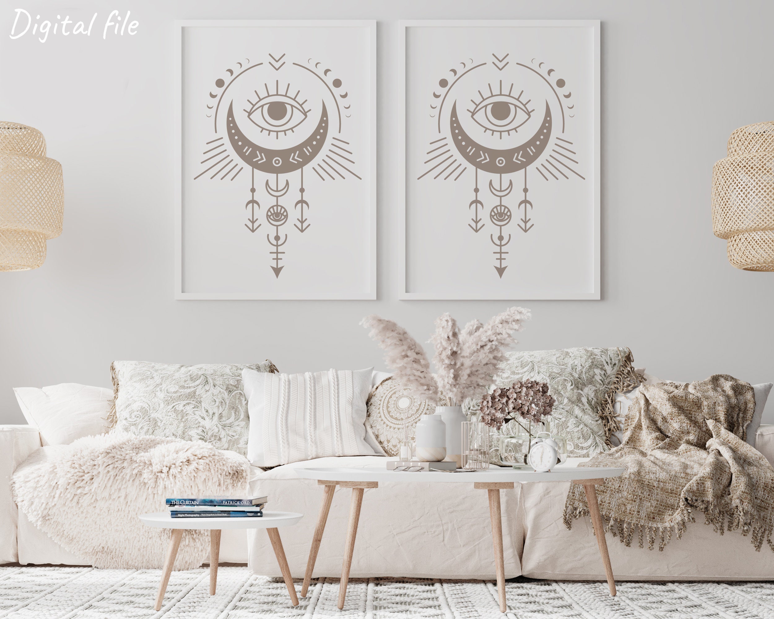 Boho witch svg for cricut magic mysticalcelestial svg moon | Etsy