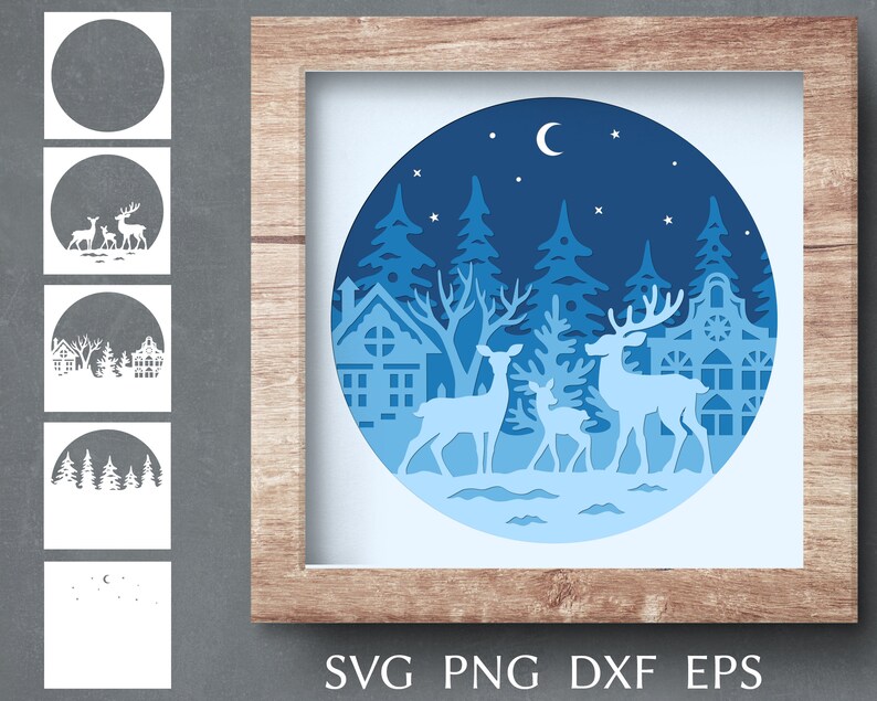 Christmas Shadow Box Svg Cut File 3d Papercut Svg Template - Etsy