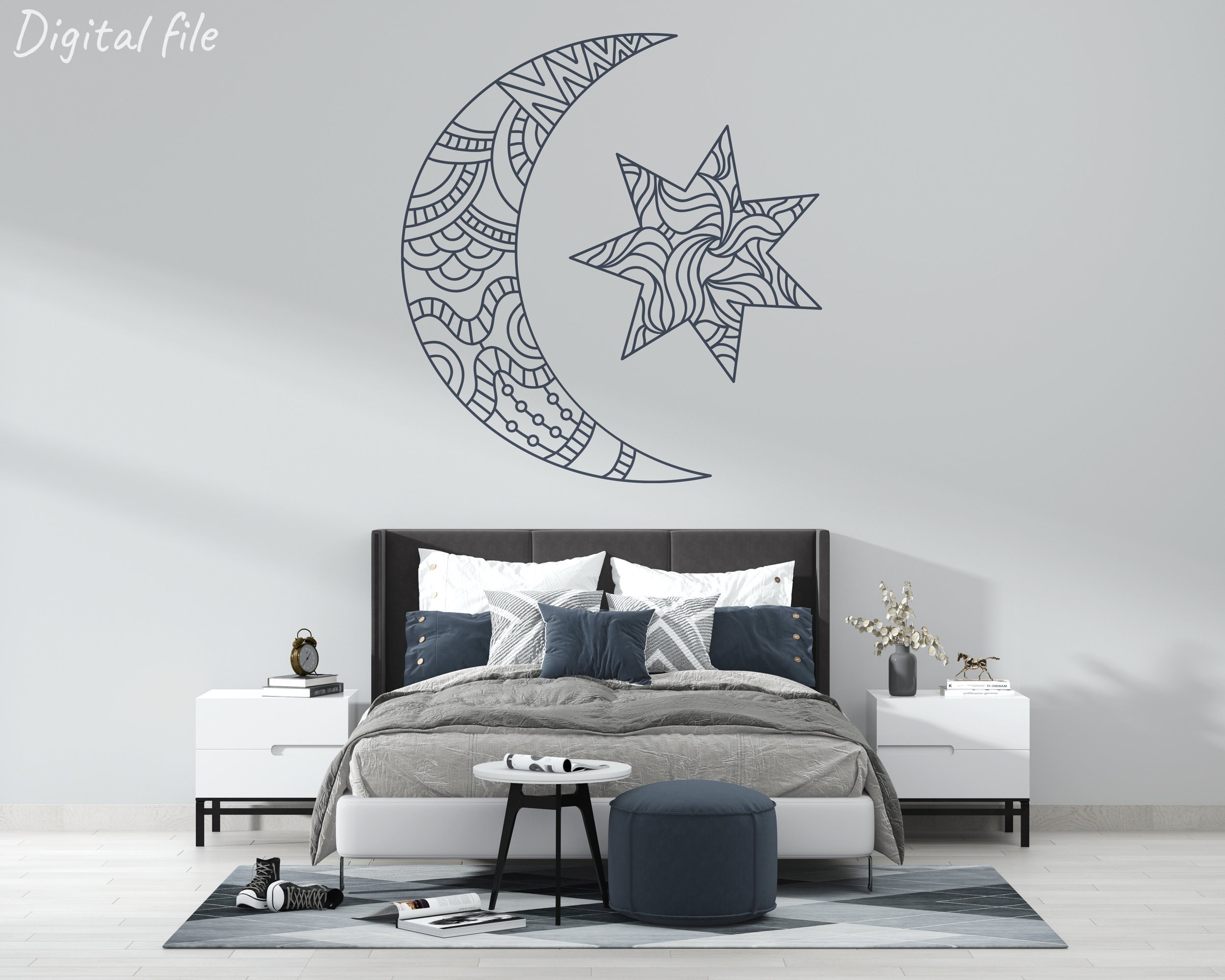 Moon Svg Star Svg Cut File for Cricut Zentangle Svg Files. - Etsy Canada
