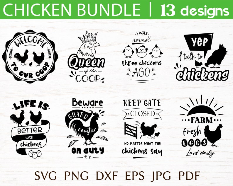 Chicken Svg Bundle With Quotes Rooster Svg Farmhouse Svg Cut - Etsy