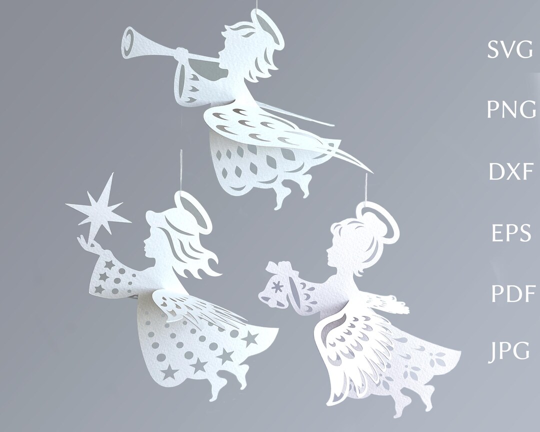 3d Christmas Angel Svg Bundle, Paper Ornament Template, DIY Holiday ...