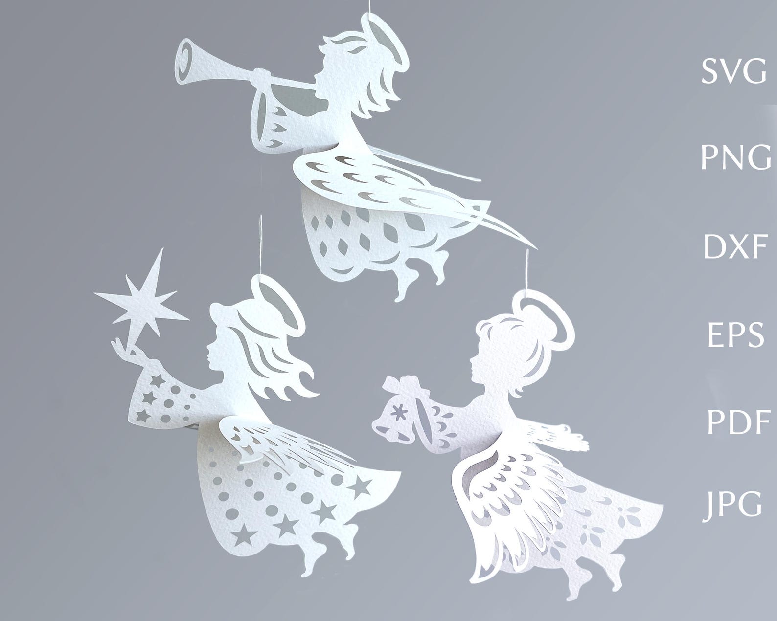 3d Christmas Angel Svg Bundle, Paper Ornament Template, DIY Holiday ...