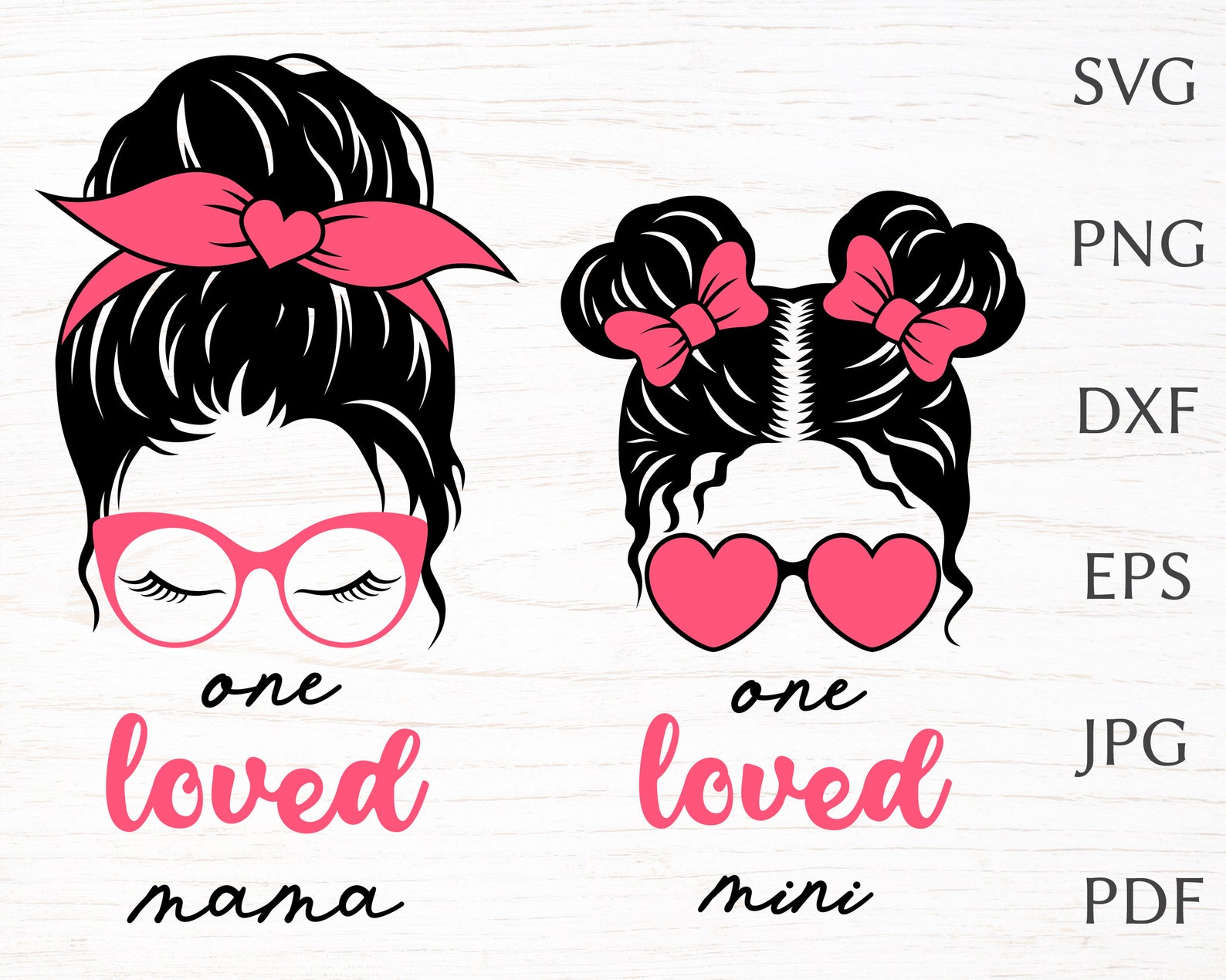 Mama and Mini Svg Cut File for Cricut, Mom Life, Kid Life With Messy ...