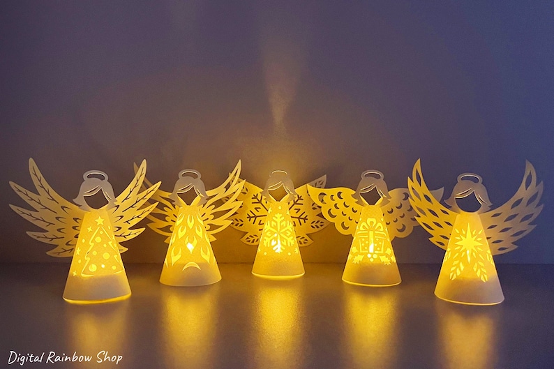Christmas Lantern Svg Template, 3d Angel Papercut Ornament, Christmas ...