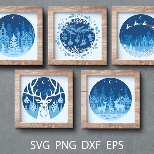 Christmas Shadow Box Svg Cut File 3d Papercut Svg Template - Etsy