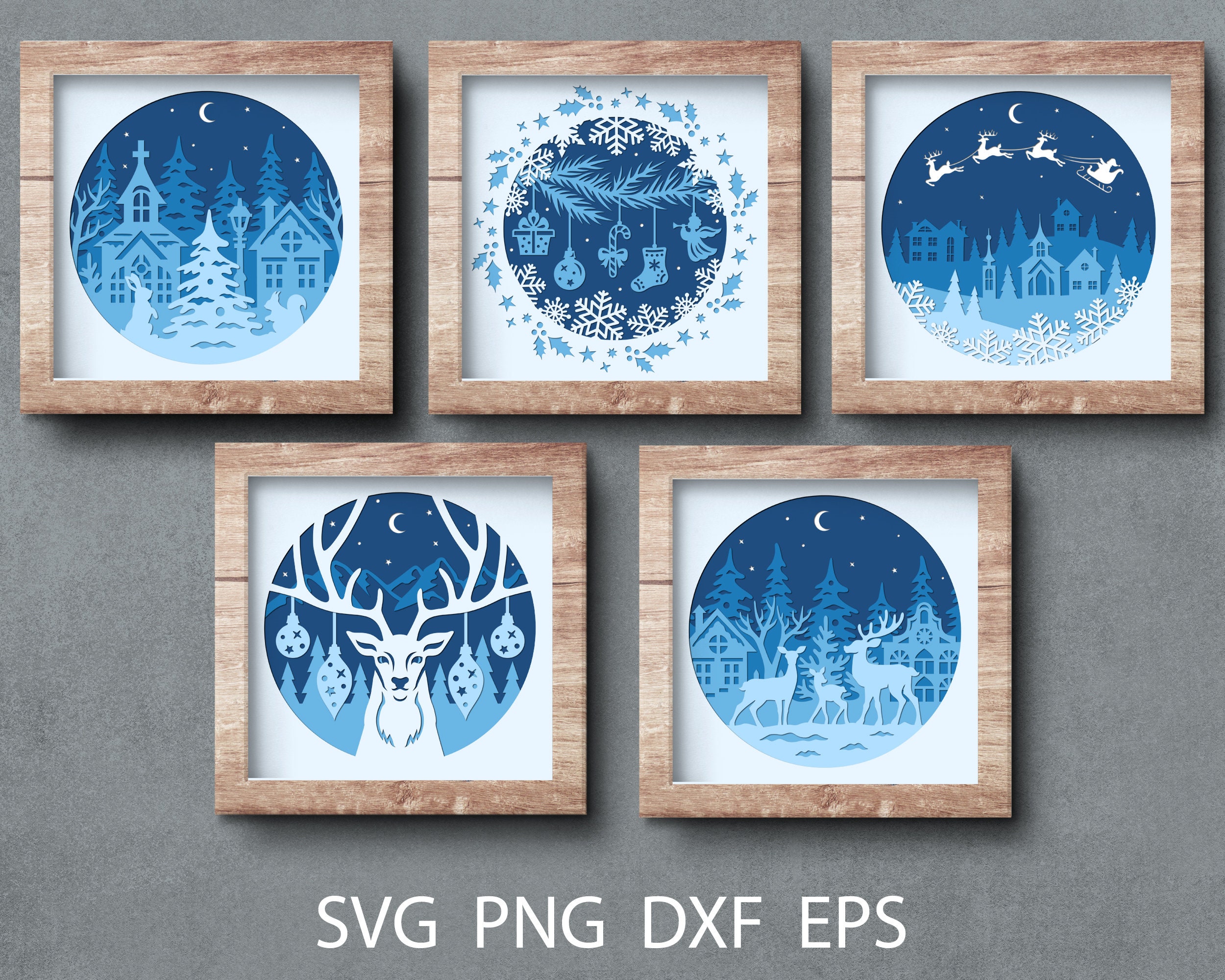Christmas Shadow Box Svg Bundle 3d Papercut Svg Template - Etsy UK