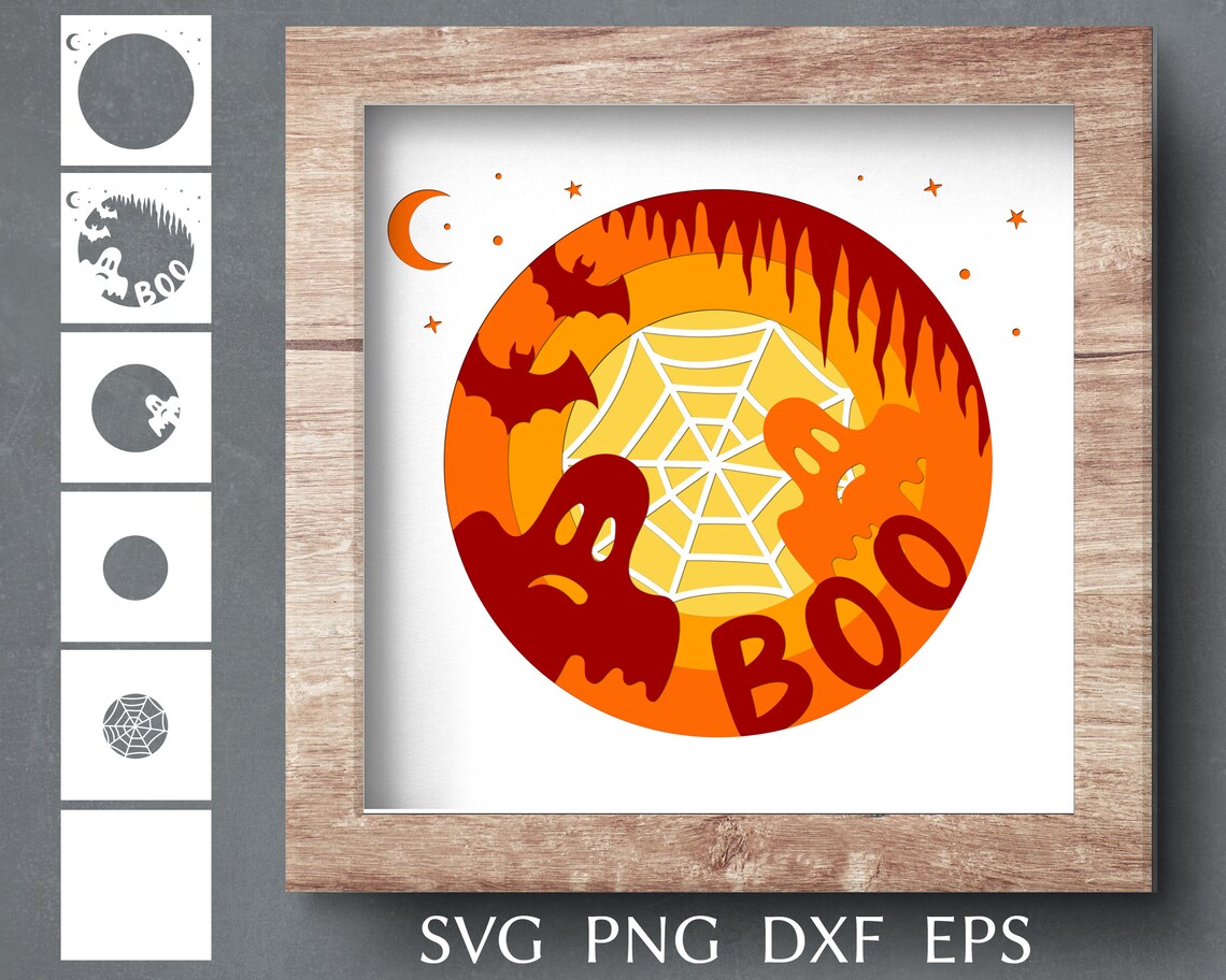 Halloween 3d Shadow Box Svg Bundle, Papercut Svg Template for Cricut ...