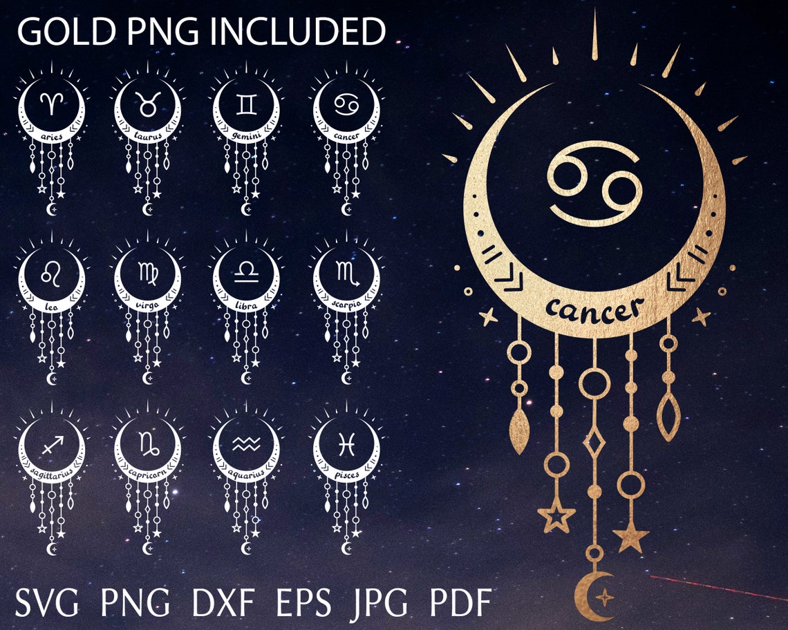 Zodiac SVG Bundle Zodiac Signs Cut File for Cricut Astrology - Etsy