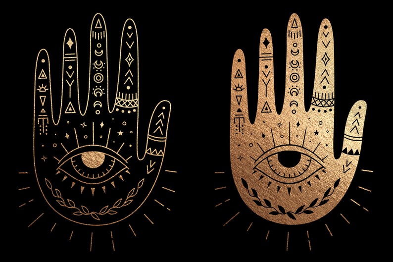 Boho Witch Hands Svg Mytical Palm With Evil Eye Celestial - Etsy