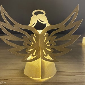 Christmas Lantern Svg Template, 3d Angel Papercut, Tea Light Lantern ...