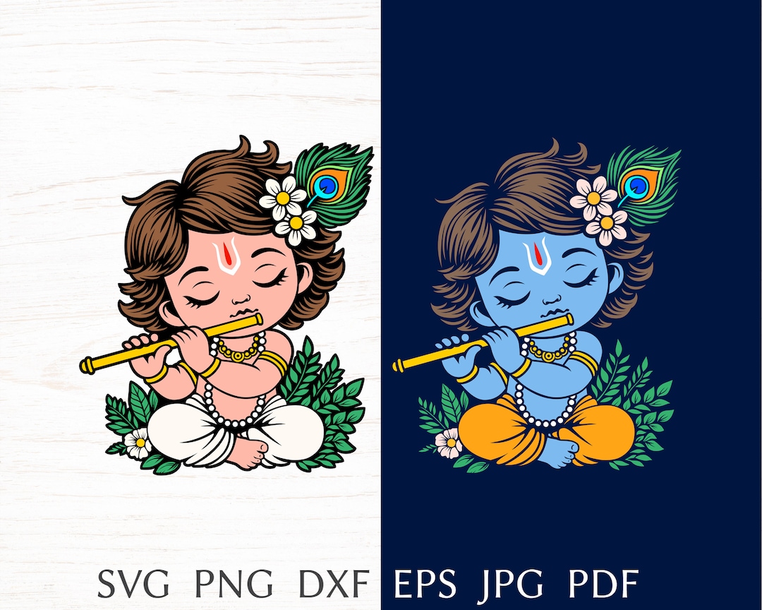 Lord Krishna Art Svg, Indian Wall Art Decor, Baby Krishna Prints. - Etsy