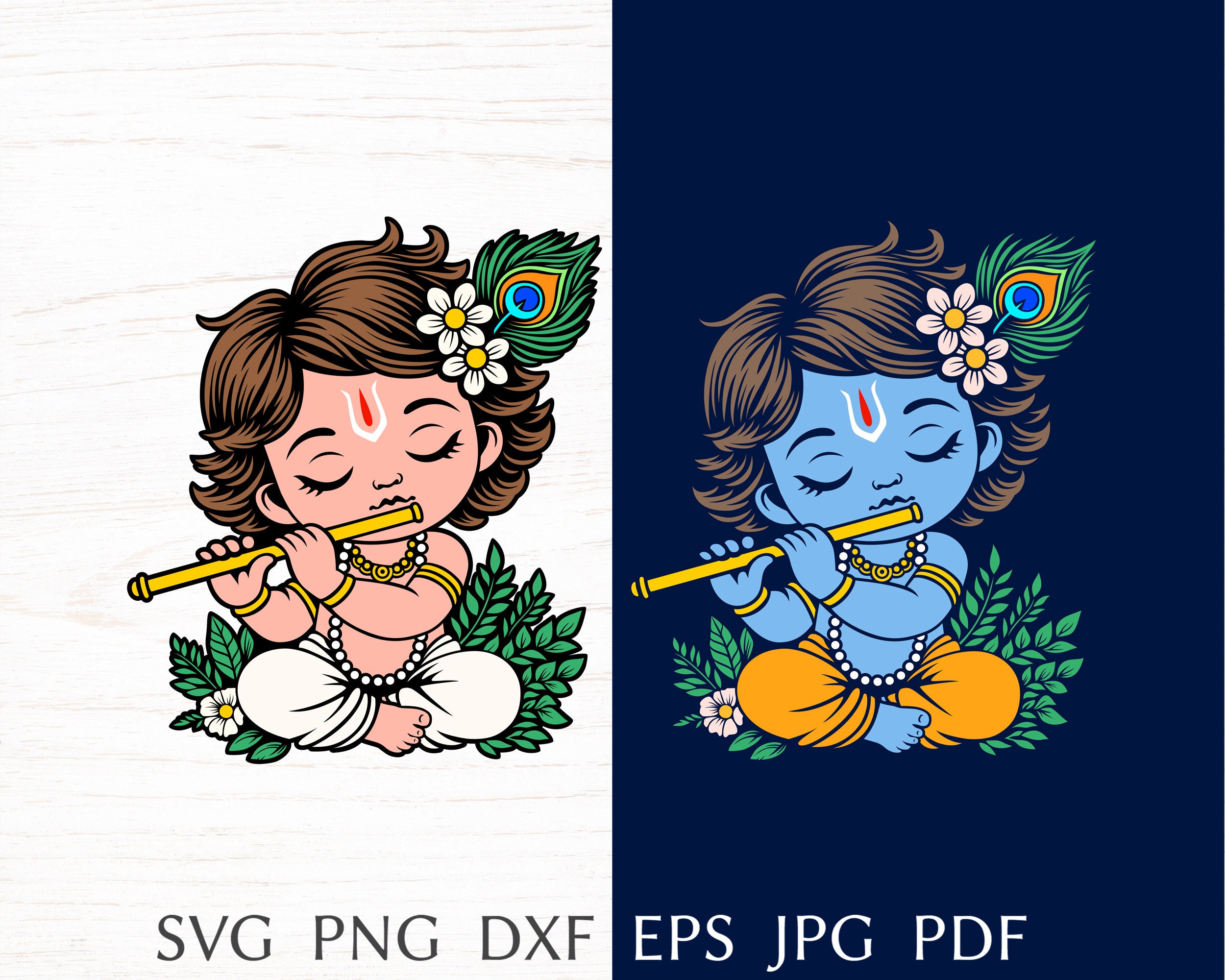Lord Krishna Art Svg, Indian Wall Art Decor, Baby Krishna Prints. - Etsy