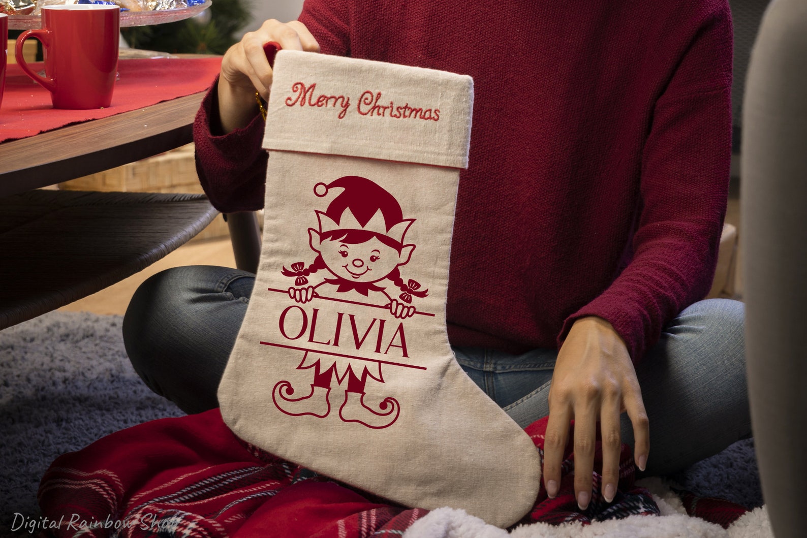 Christmas Elf Split Monogram Svg Baby Christmas Name Svg Cut - Etsy