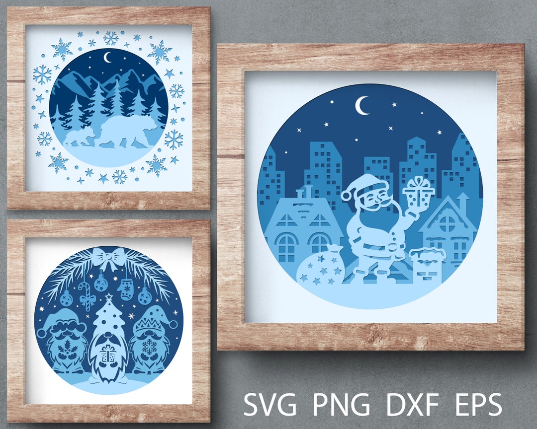 Christmas Shadow Box Svg Bundle, 3d Layered Svg Template, Papercut ...