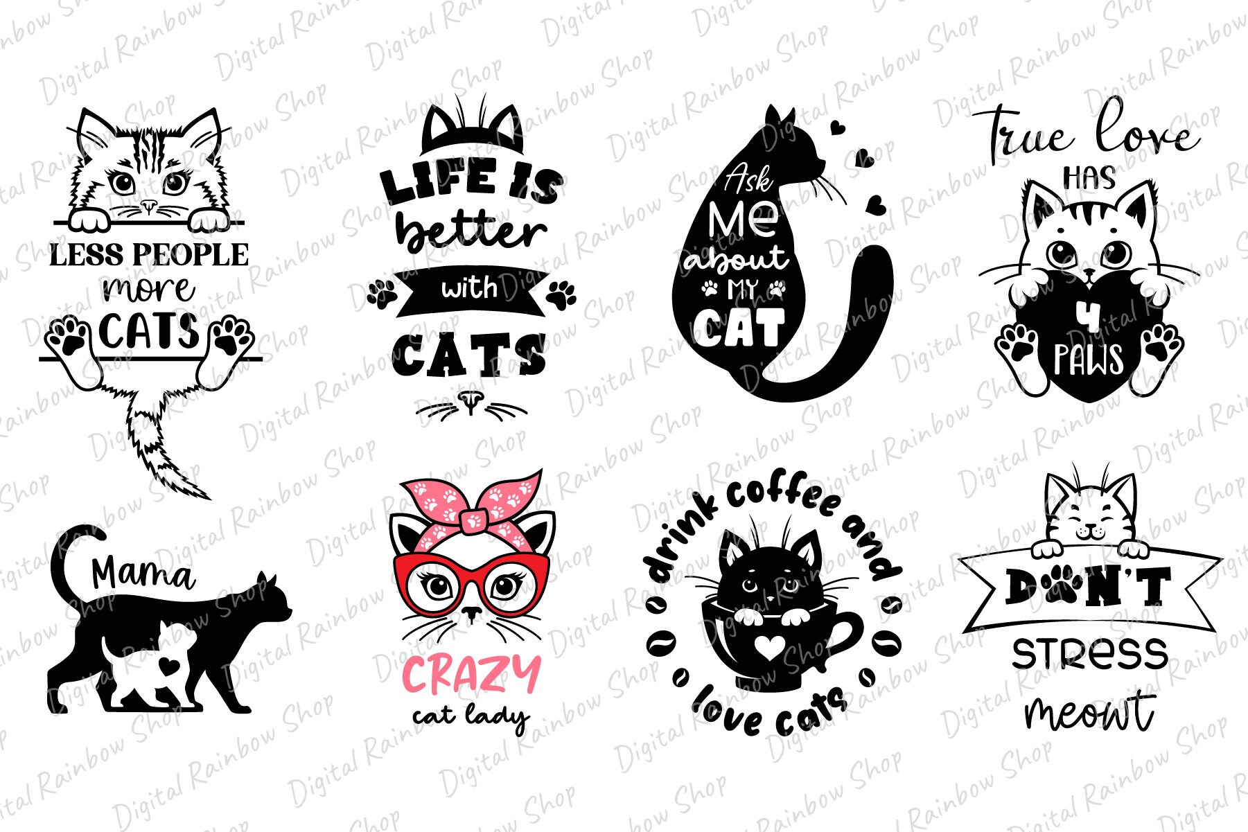 Cat Svg Bundle, Funny Cat Quote Svg Cut File for Cricut, Cat Lover ...