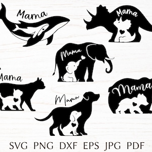 Mom and Baby Animals Svg Cut File for Cricut, Mama Svg Bundle, Mothers ...
