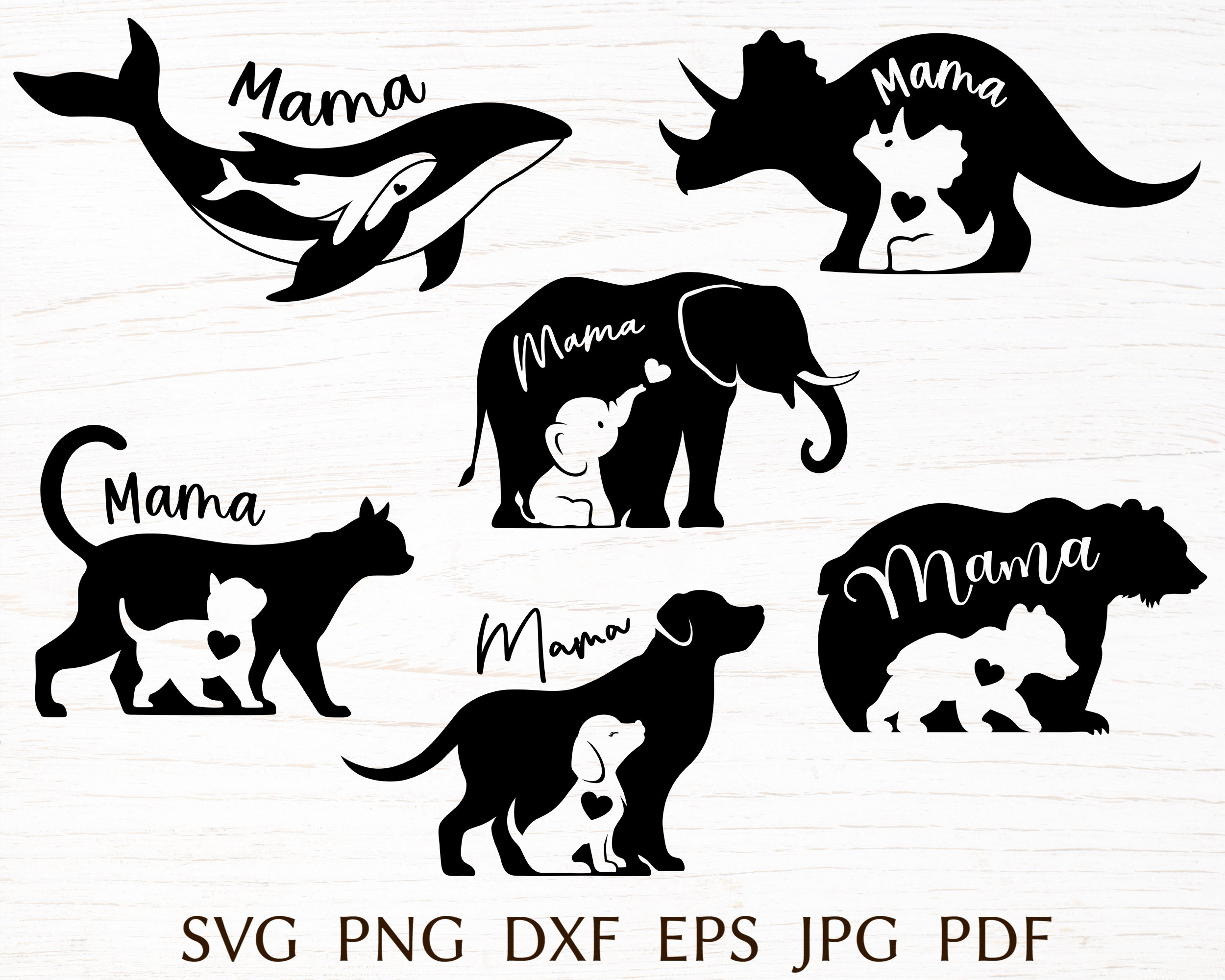 Mom and Baby Animals Svg Cut File for Cricut Mama Svg Bundle - Etsy