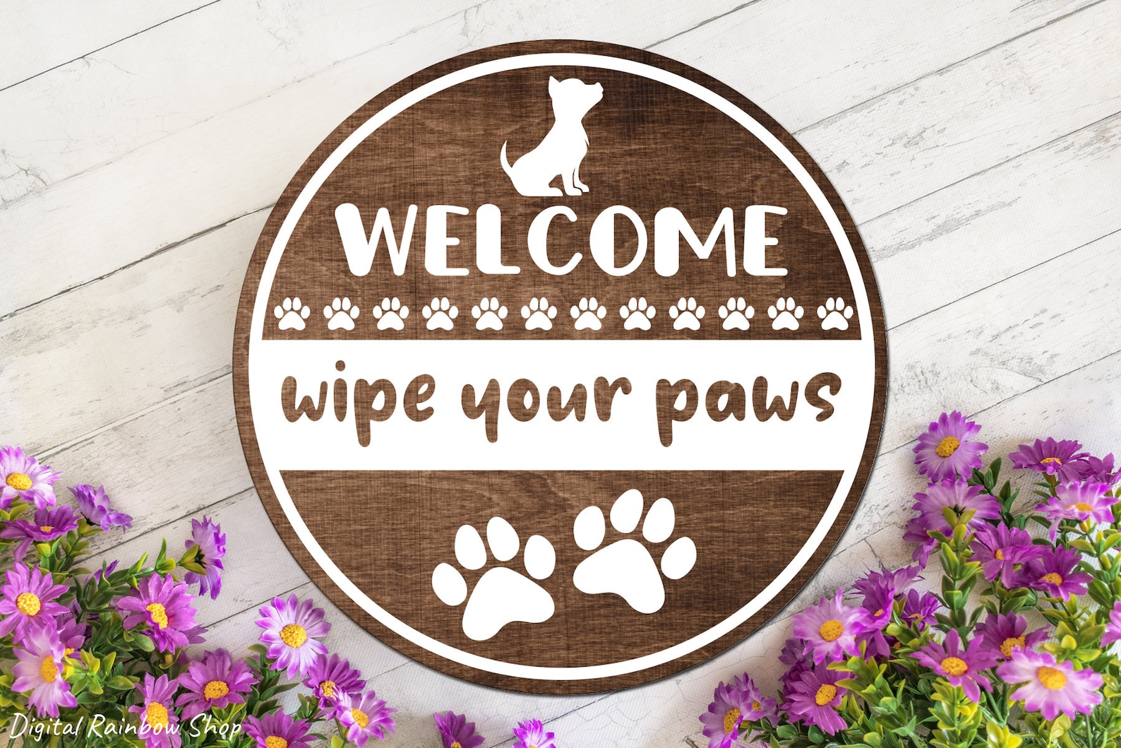 Welcome Dog Svg Bundle, Round Welcome Sign Svg Cut File for Cricut ...