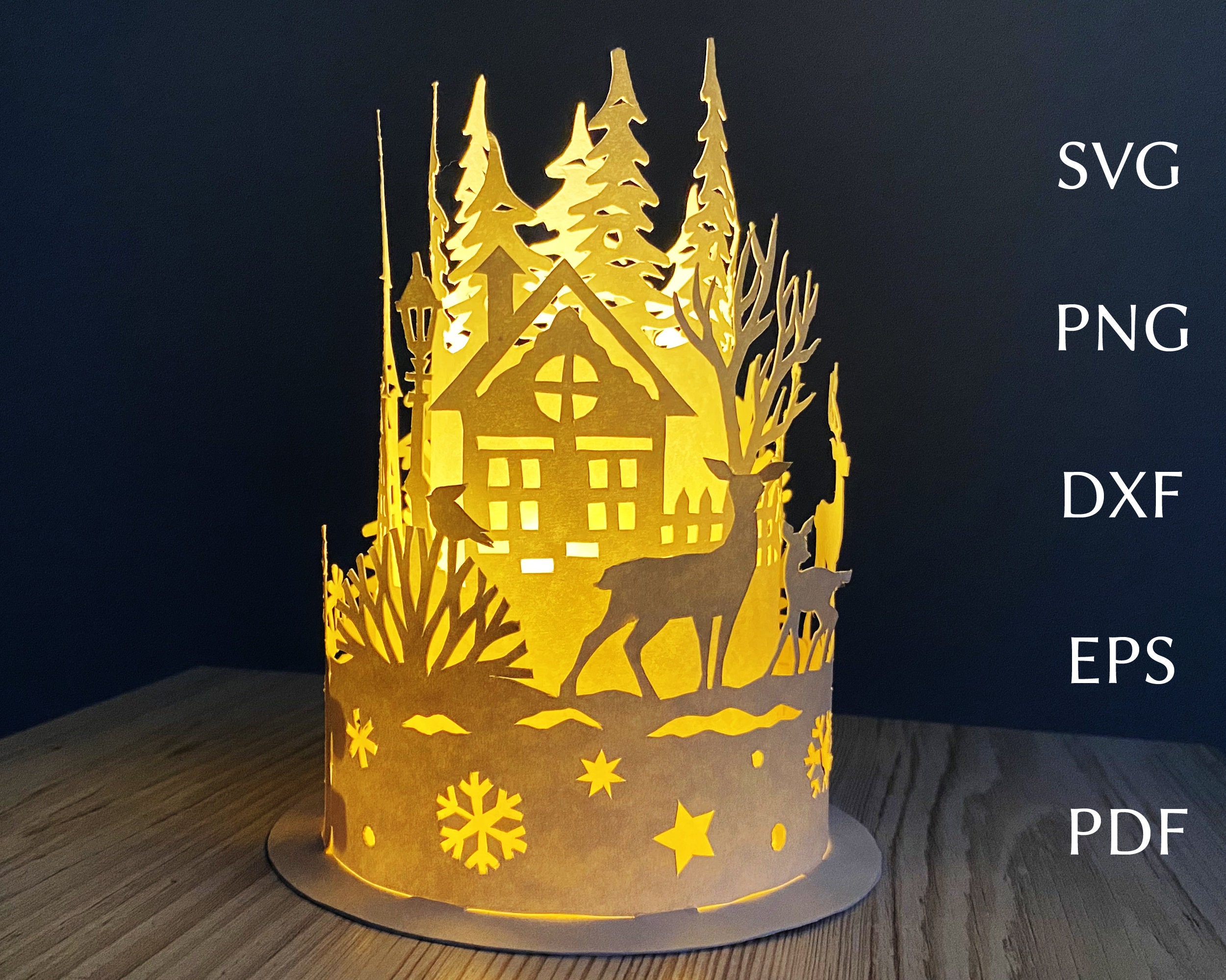 Christmas Lantern Svg Template 3d Papercut Cut File for - Etsy