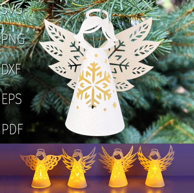Christmas Lantern Svg Template, 3d Angel Papercut Ornament, Christmas ...