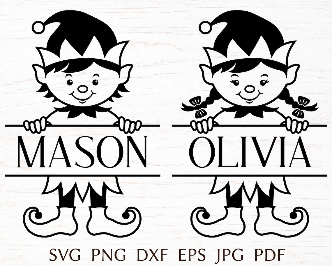 Christmas Elf Split Monogram Svg Baby Christmas Name Svg Cut - Etsy