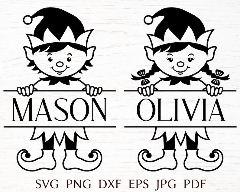 Christmas Elf Split Monogram Svg Baby Christmas Name Svg Cut - Etsy