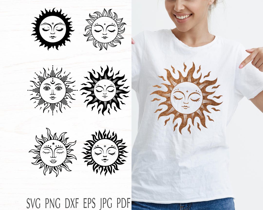 Sun Svg Bundle, Boho Celestial Svg Cut File for Cricut, Mystical Golden ...