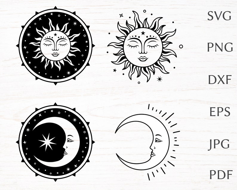 Boho Stars SVG Svg dxf Moon Stars SVG Cut File eps Celestial SVG Boho ...