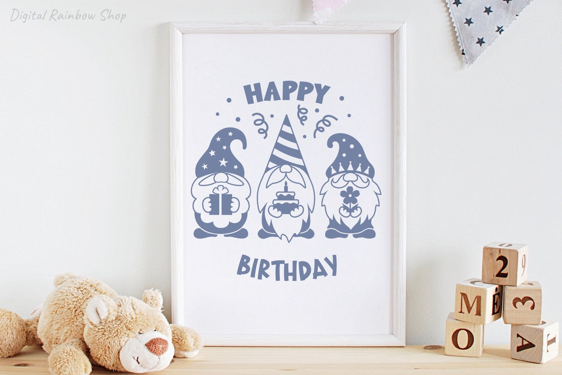 Birthday Gnomes Svg, Happy Birthday Svg, Birthday Party Svg Cut File ...