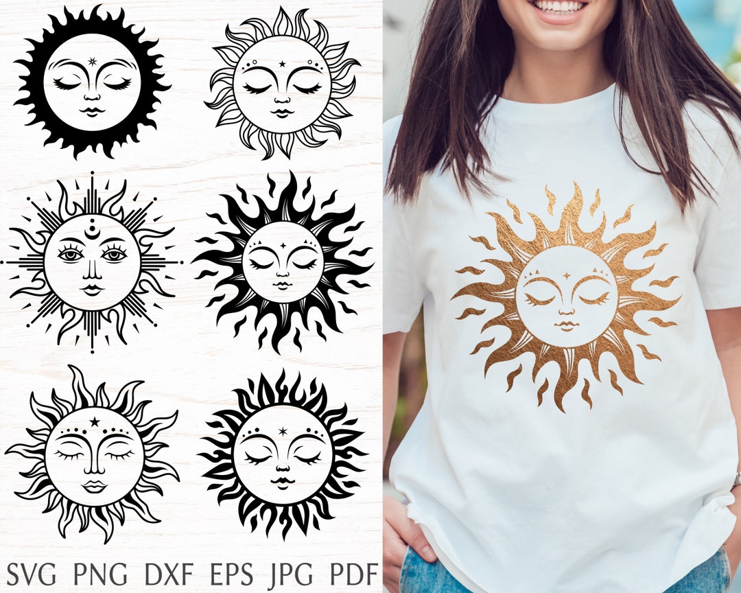 Sun Svg Bundle, Boho Celestial Svg Cut File for Cricut, Mystical Golden ...