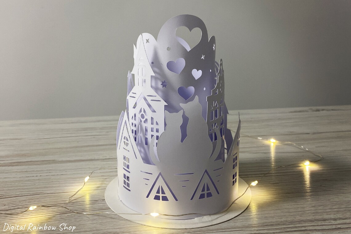 Valentines Lantern Svg Template 3d Papercut Cut File for - Etsy