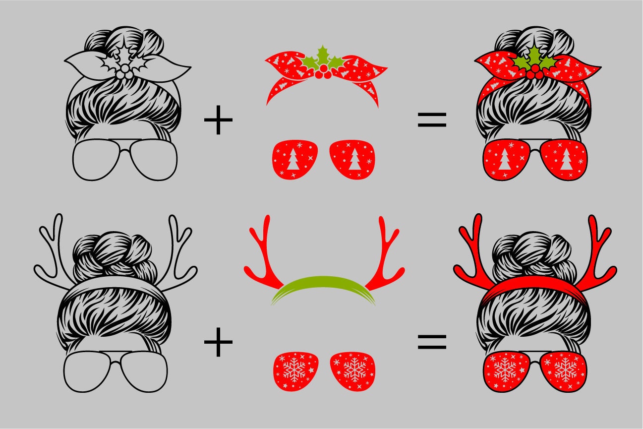 Christmas Messy Bun Svg Mom Life Svg Cut File For Cricut Etsy