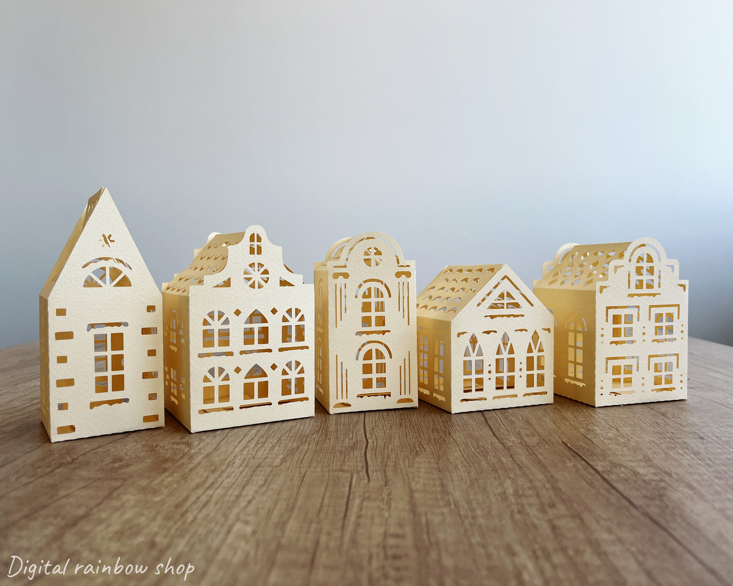 3d Christmas House Svg Template Bundle, Paper Christmas Village Svg Cut ...