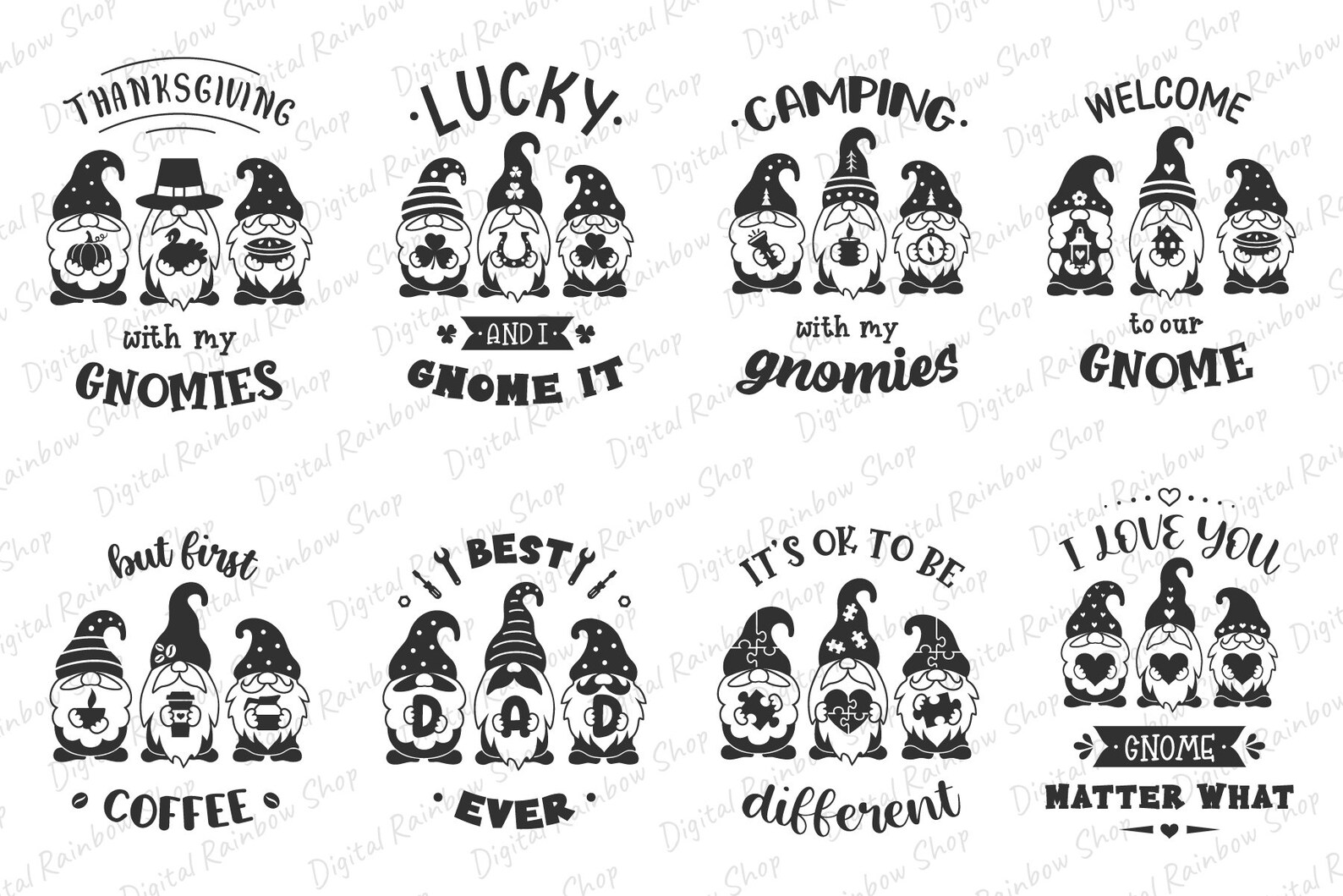 Gnome Svg Bundle Holiday Gnome Clipart Gnome Sign With - Etsy