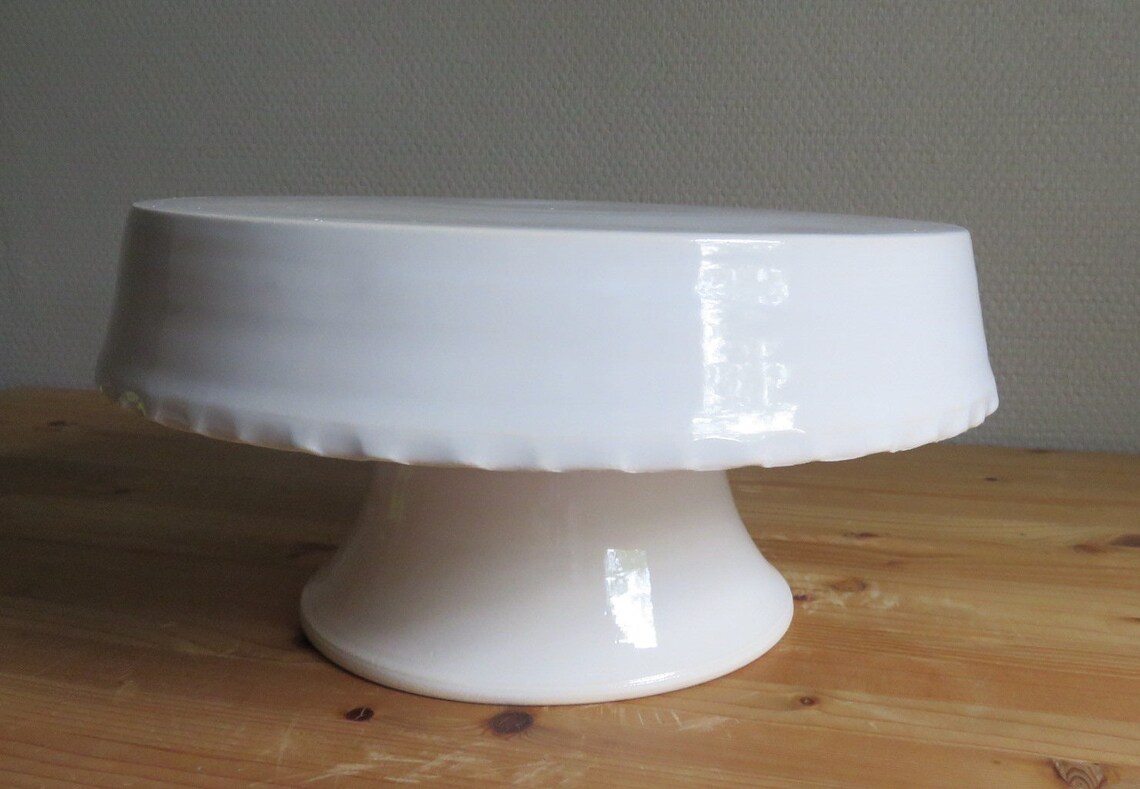 Handmade Ceramic Cake Stand, Footed Plate, Lifter, Centre, White ...