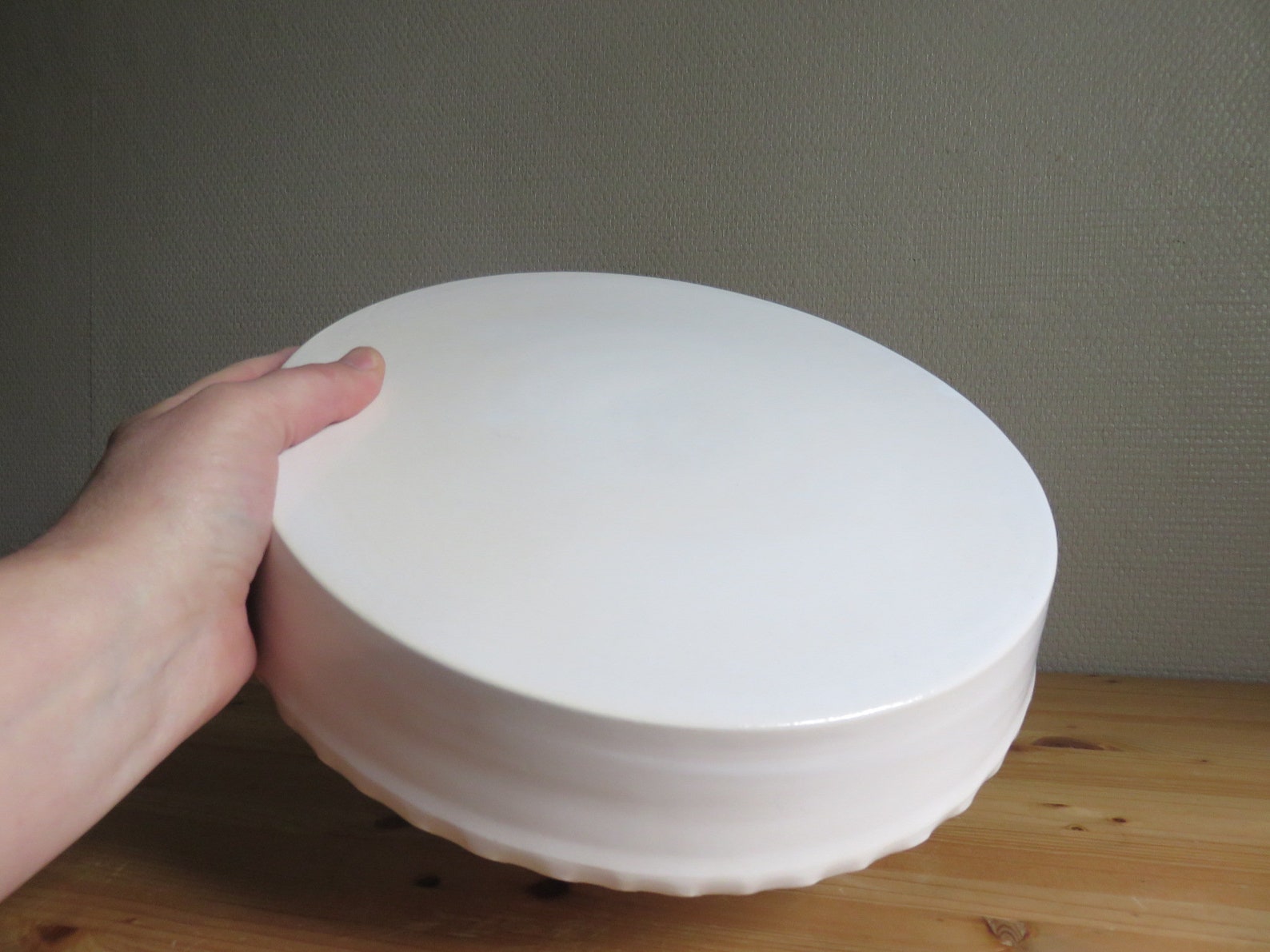 Handmade Ceramic Cake Stand, Footed Plate, Lifter, Centre, White ...