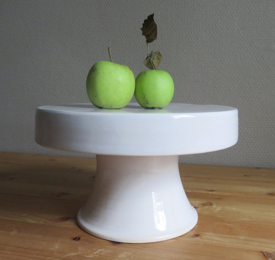 Handmade Ceramic Cake Stand, Footed Plate, Lifter, Centre, White ...