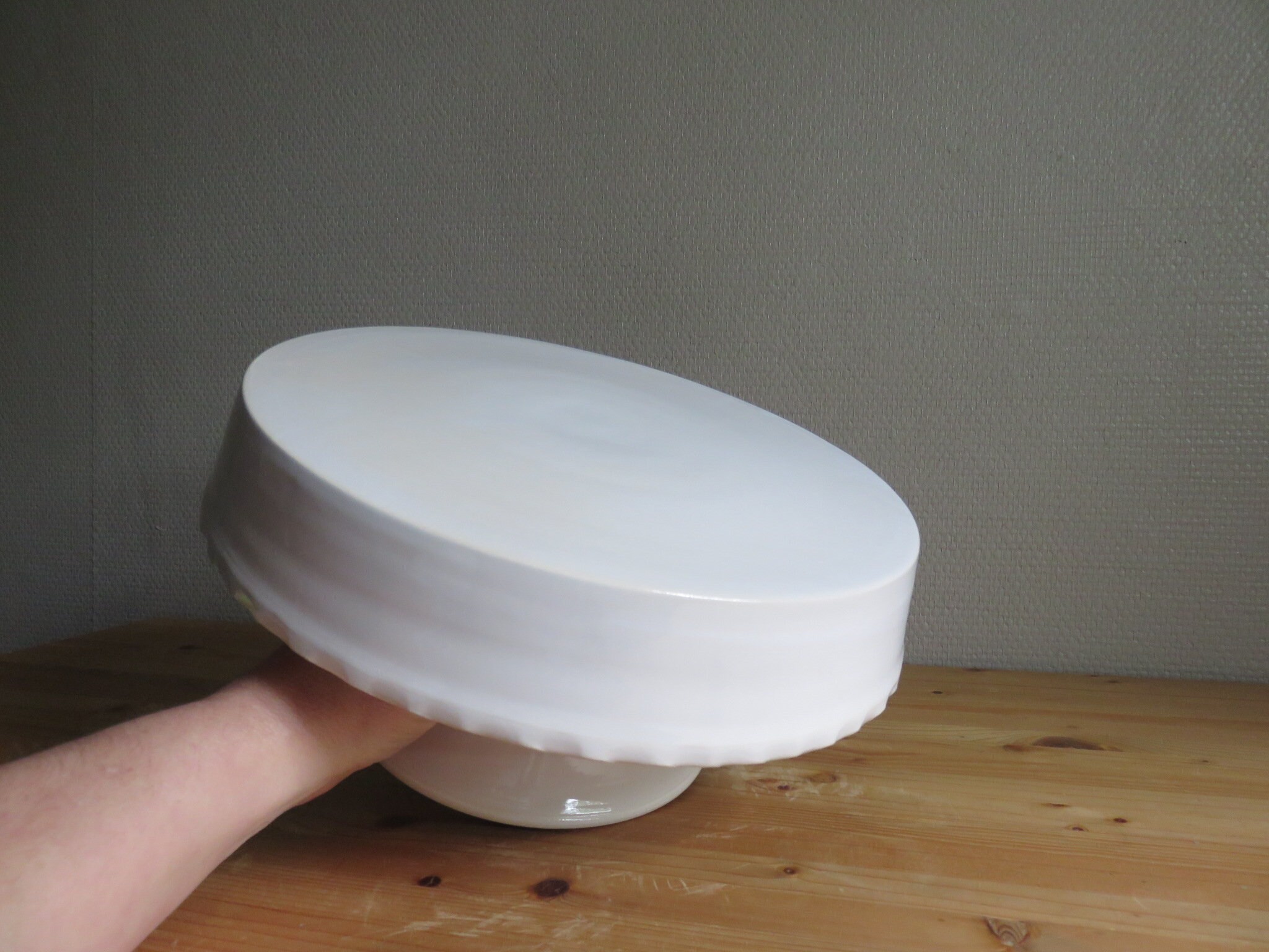 Handmade Ceramic Cake Stand, Footed Plate, Lifter, Centre, White ...