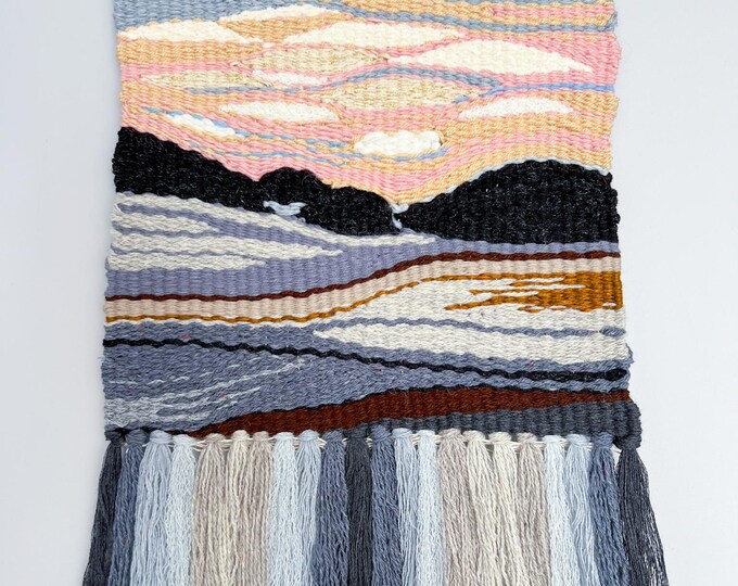 Nature Wall Weaving | Pink Sky Sunset and Black & Grey Landscape ...