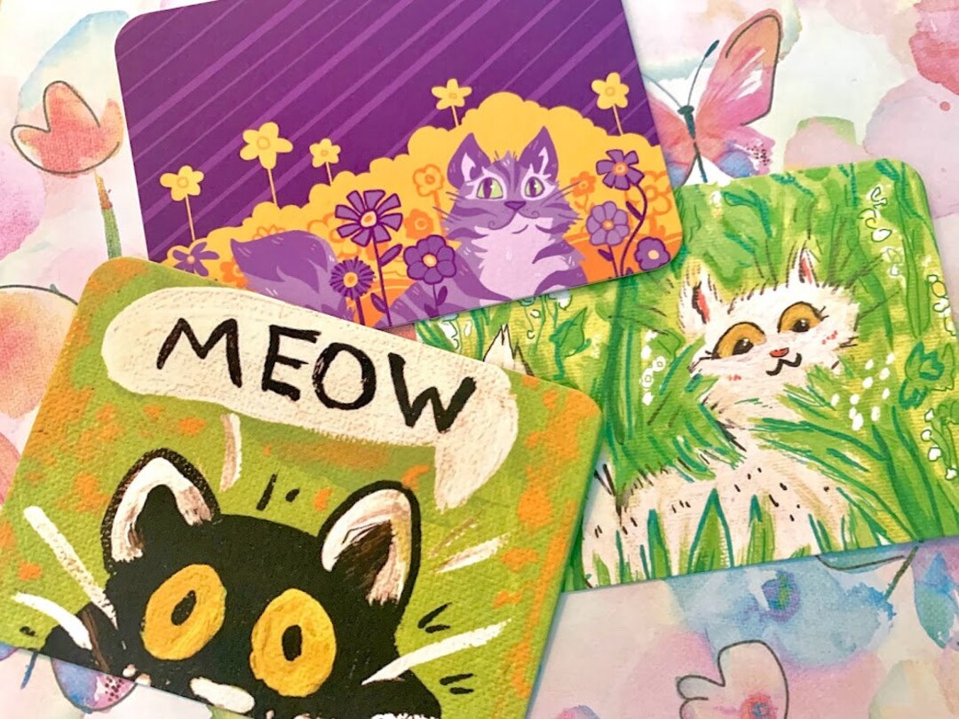 2.5" X 2.5" Kitty Cat Double Sided Note Cards With Envelope - Etsy