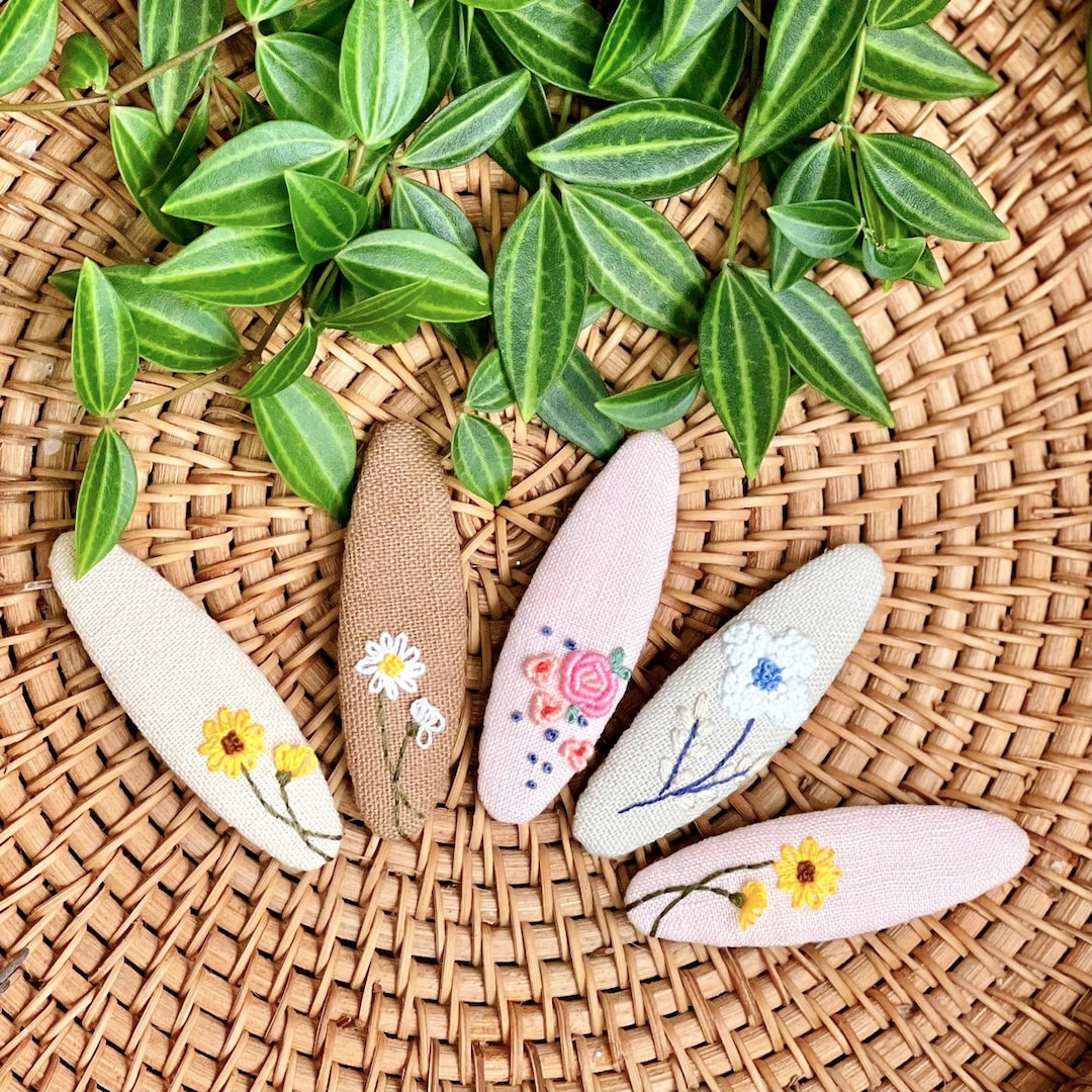 Floral Hair Clip, Hand Embroidery Hair Clip, Hair Accessories, Hair ...