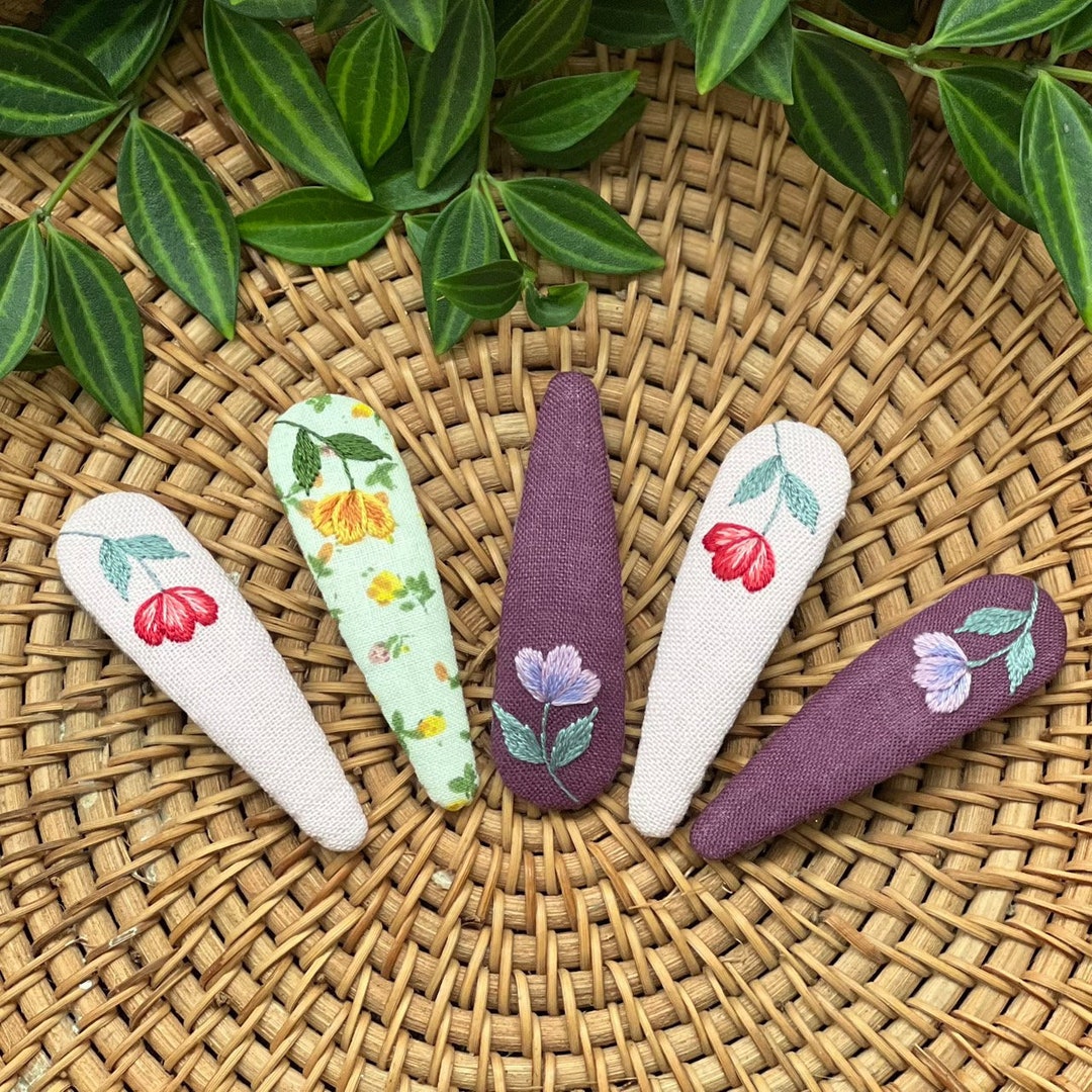 Flower Hair Clip, Hand Embroidery Hair Clip, Embroidered Hair Clip for ...