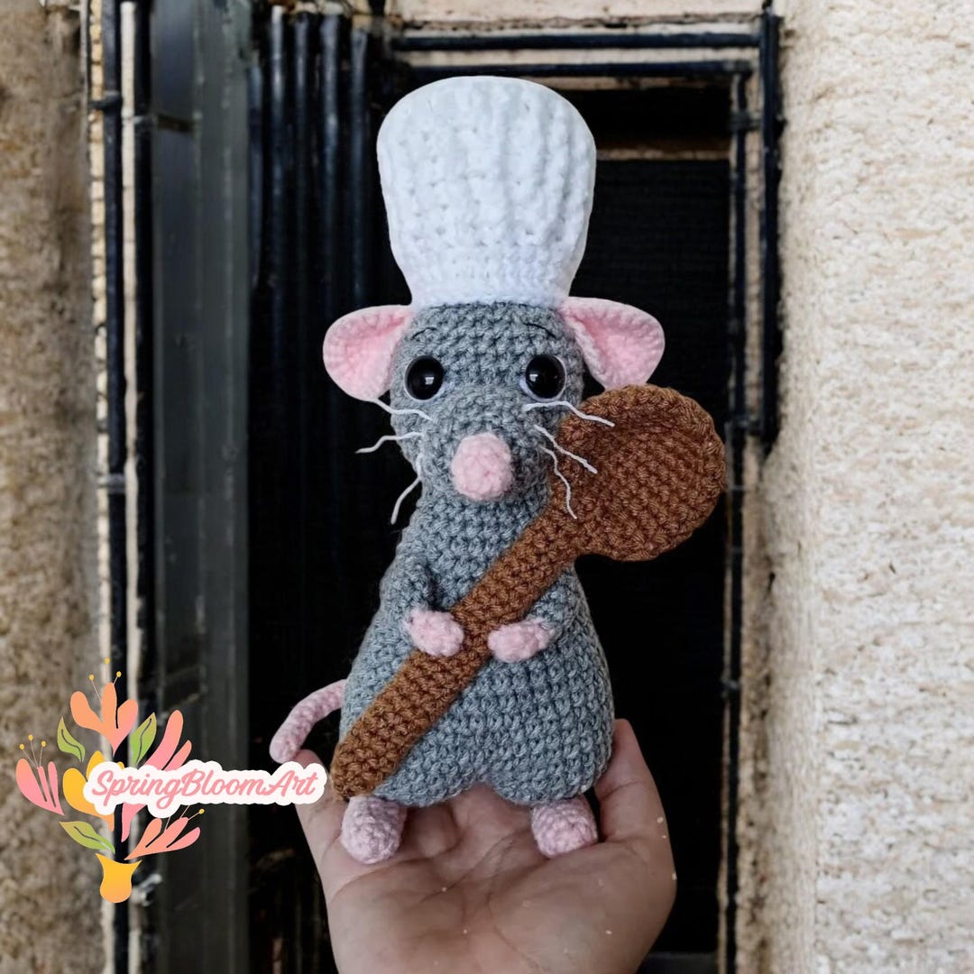 Cooking Rat Crochet, Ratatouille Amigurumi Stuffed, Crochet Mouse ...
