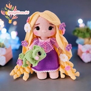 Princess Rapunzel Crochet Doll, Gecko Pascal Crochet, Rapunzel Inspired ...