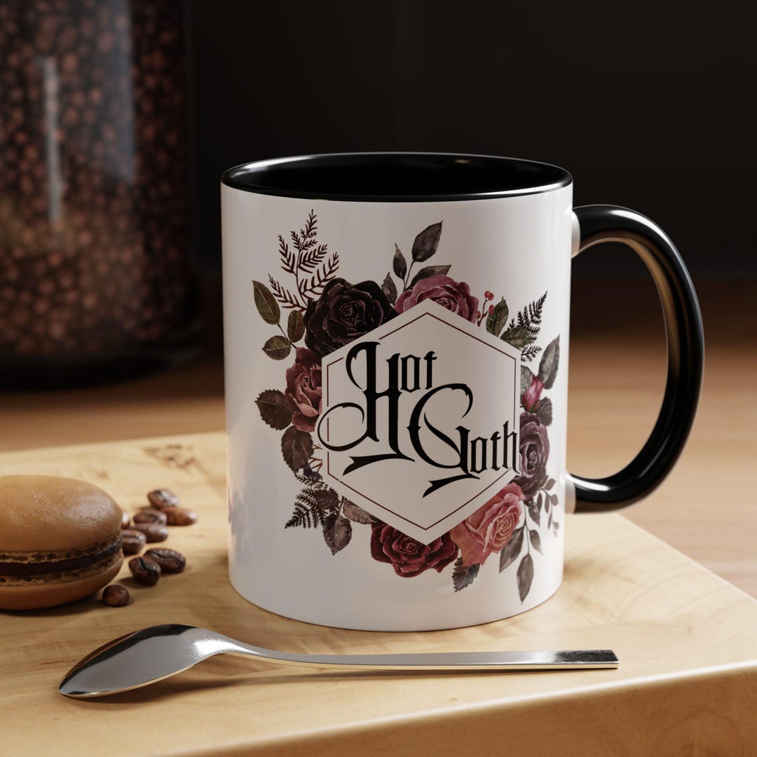 Mug, Hot Goth Dark Floral Accent Coffee Mug 11, 15oz, Alternative Gift ...