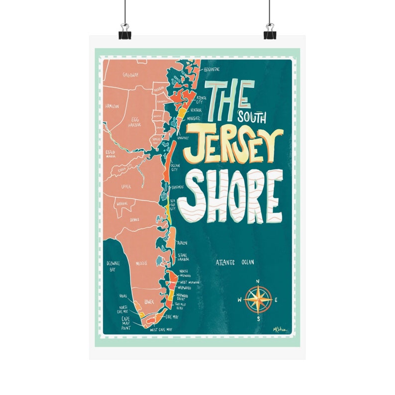 The South Jersey Shore Map - Etsy