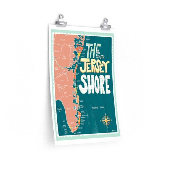 The South Jersey Shore Map - Etsy