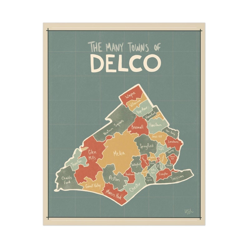 The Many Towns of Delco Map (light Blue) - Etsy